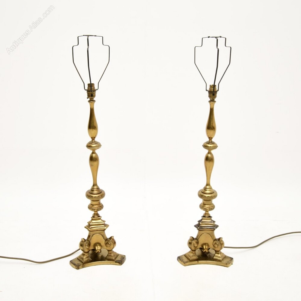 Antiques Atlas - Pair Of Antique Brass Table Lamps as592a12681 / 10896