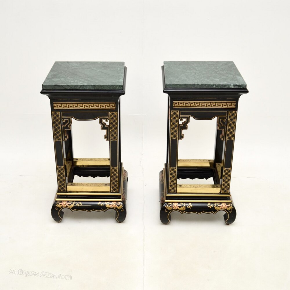 Antiques Atlas - Pair Of Antique Chinoiserie Marble Top Side Tables ...