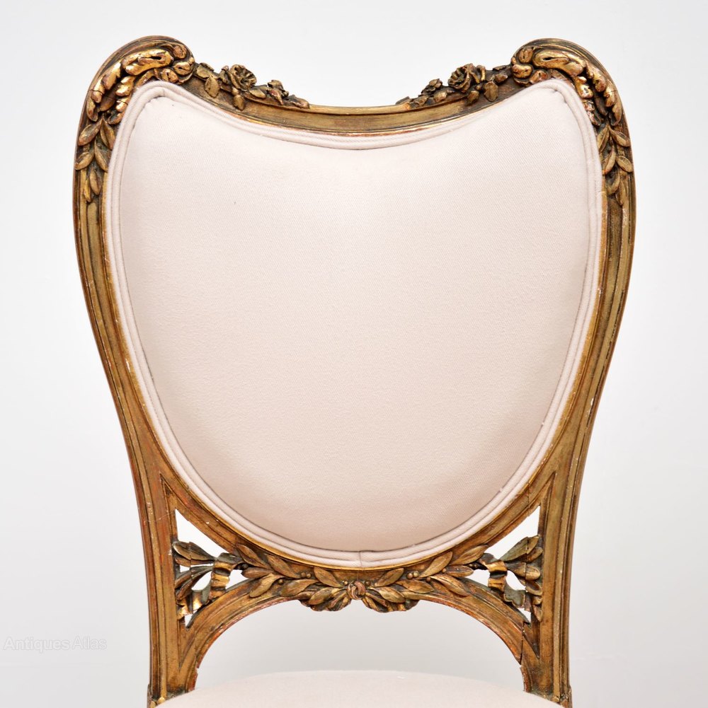 Pair Of Antique French Gilt Wood Side Chairs - Antiques Atlas