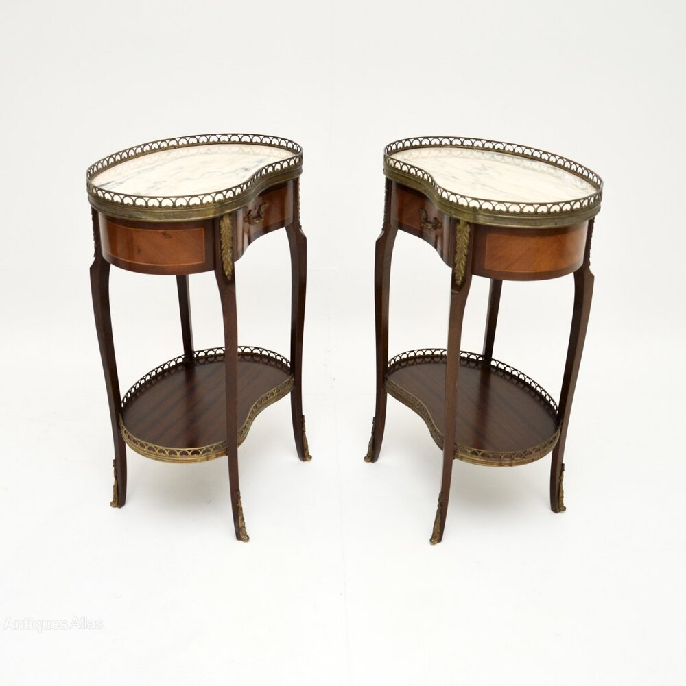 Pair Of Antique French Marble Top Kidney Tables as592a12581 / 10796 ...