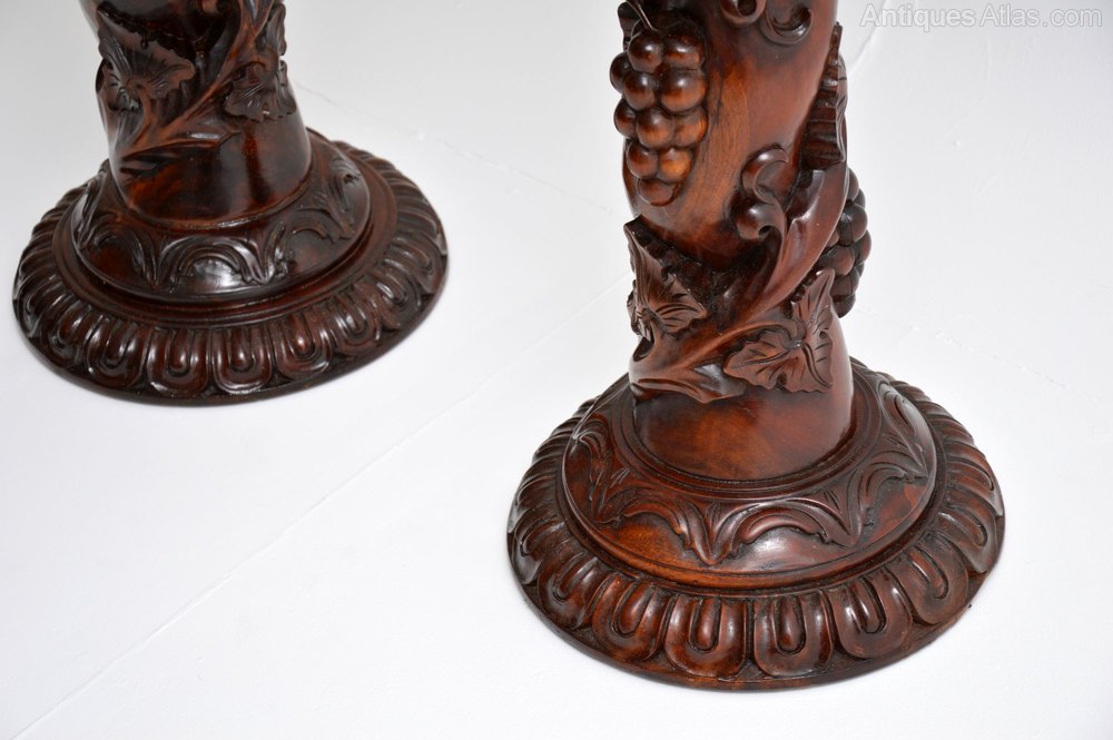 Antiques Atlas - Pair Of Victorian Style Carved Mahogany Columns