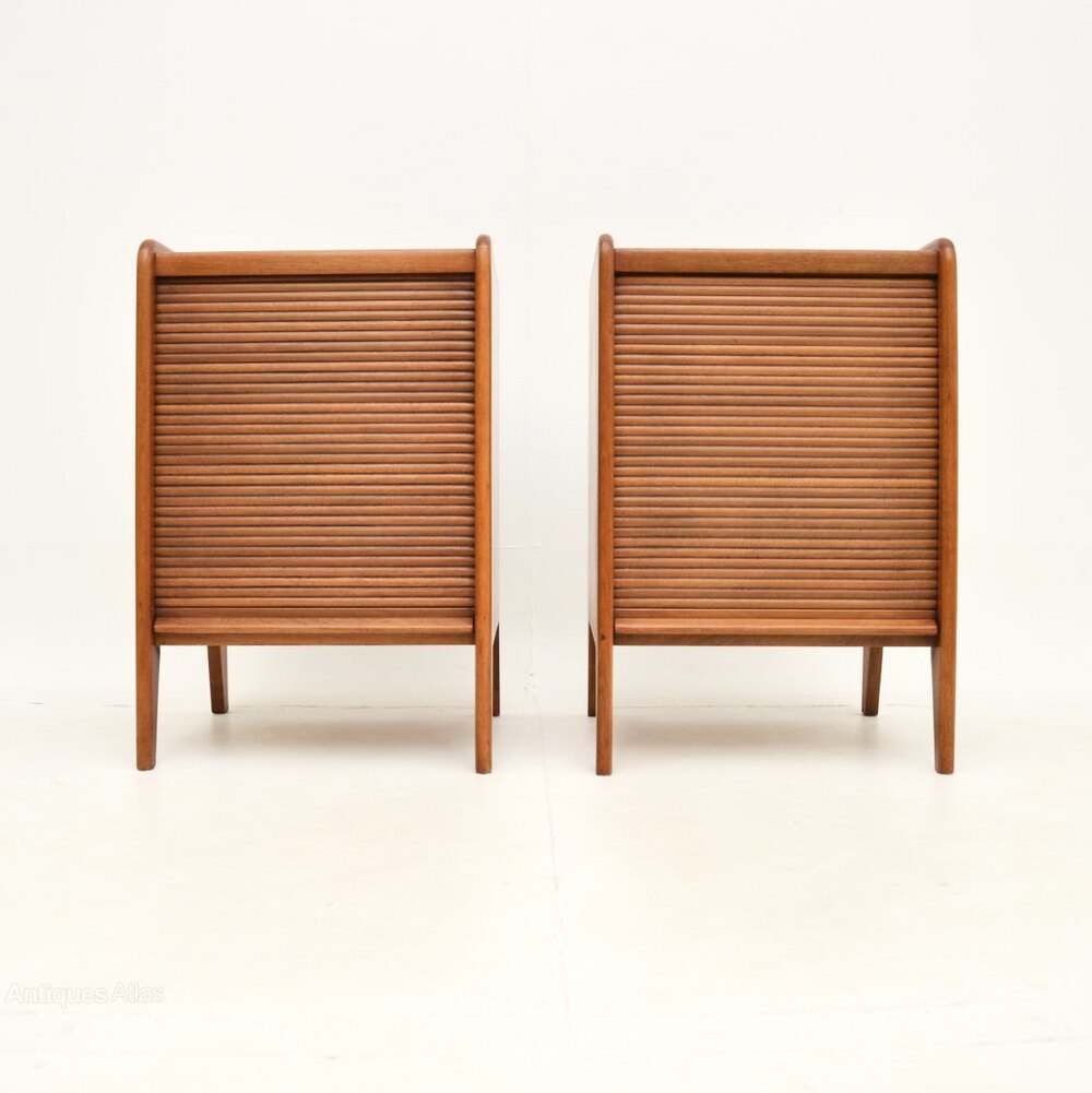 Antiques Atlas - Pair Of Vintage Walnut Tambour Front Bedsides ...