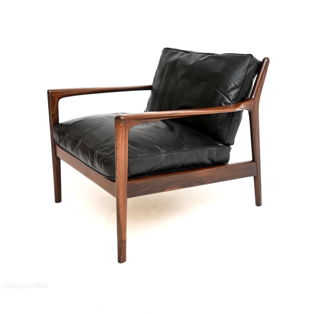 Antiques Atlas - Swedish Vintage Rosewood And Leather Armchair ...