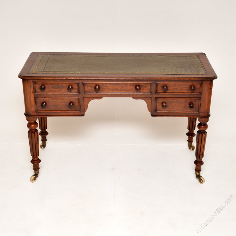 Victorian Mahogany Leather Top Desk Writing Table - Antiques Atlas