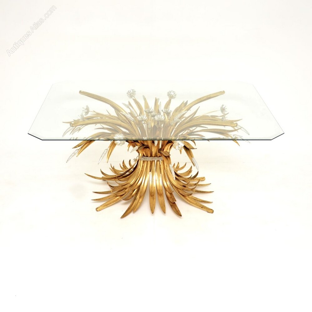 Antiques Atlas - Vintage French Gilt Metal Wheat Sheaf Coffee Table ...