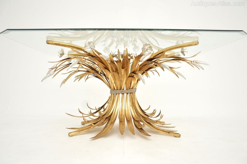 Antiques Atlas - Vintage French Gilt Metal Wheat Sheaf Coffee Table ...