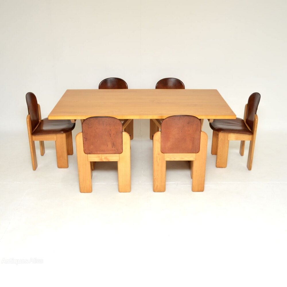 Antiques Atlas - Vintage Italian Dining Table And Leather Chairs ...