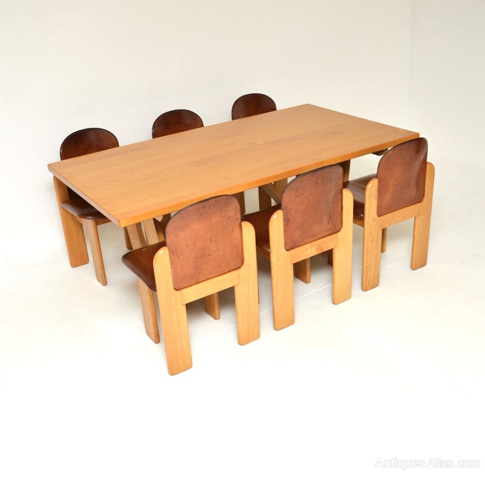 Antiques Atlas - Vintage Italian Dining Table And Leather Chairs ...