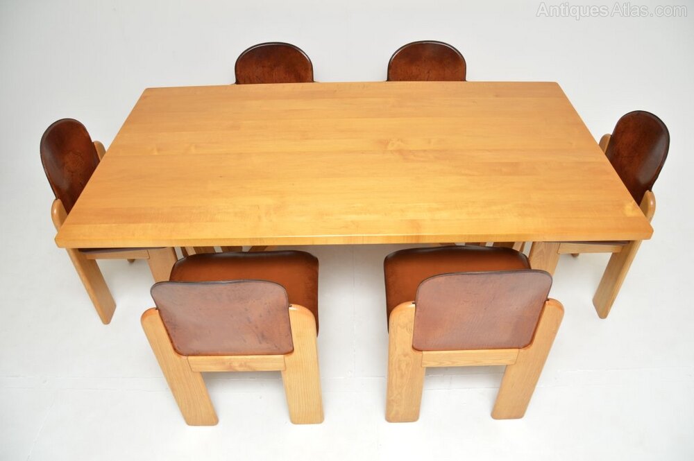 Antiques Atlas - Vintage Italian Dining Table And Leather Chairs ...