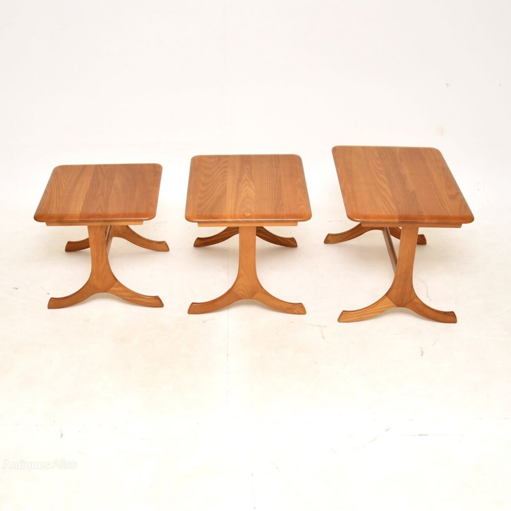 Antiques Atlas - Vintage Solid Elm Nest Of Tables as592a13794 / 12008