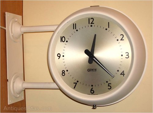 Antiques Atlas - A Rare Double Sided Industrial Wall Clock
