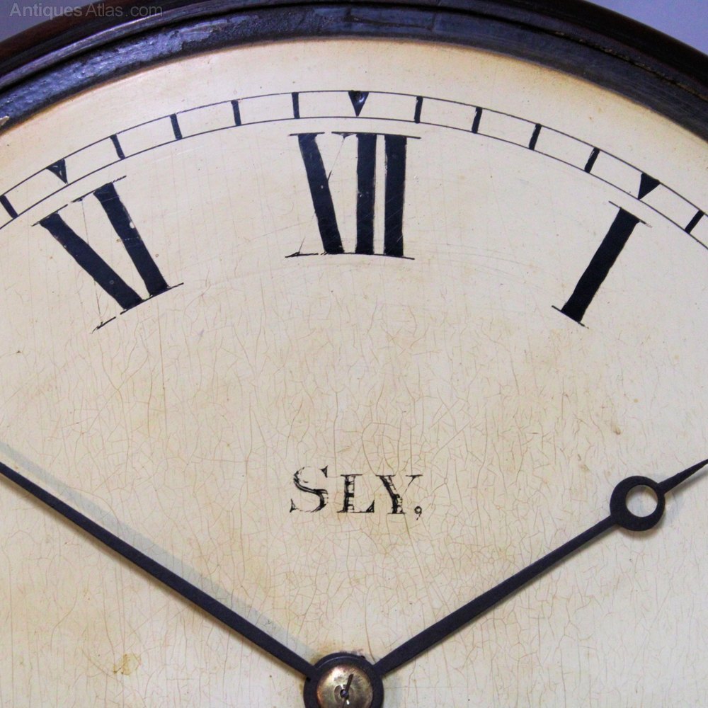 Antiques Atlas - Early, Wooden Dial Wall Clock In A Mahogany Case