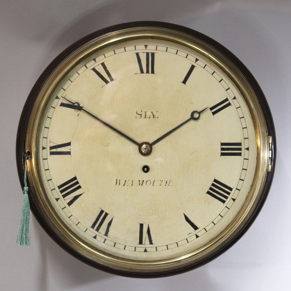 Antiques Atlas - Early, Wooden Dial Wall Clock In A Mahogany Case