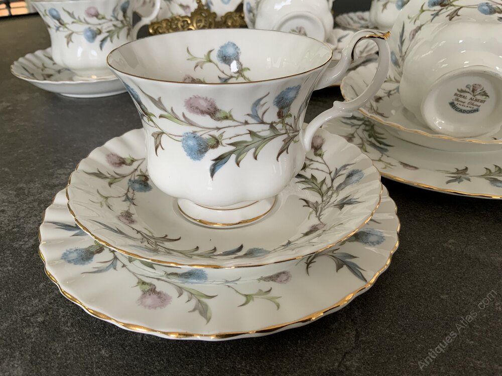 Antiques Atlas - Vintage Royal Albert Brigadoon Fluted Gilted Tea Set