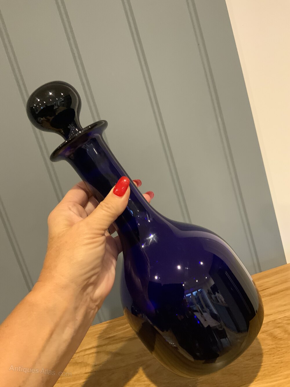 Antiques Atlas - Stunning Handblown Bristol Blue Glass Signed Decanter as511a2778 / fgt6