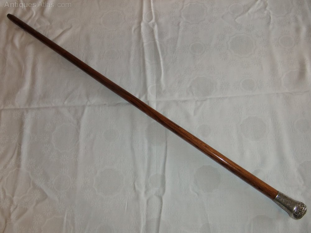 Antiques Atlas - Silver Topped Oak Walking Cane