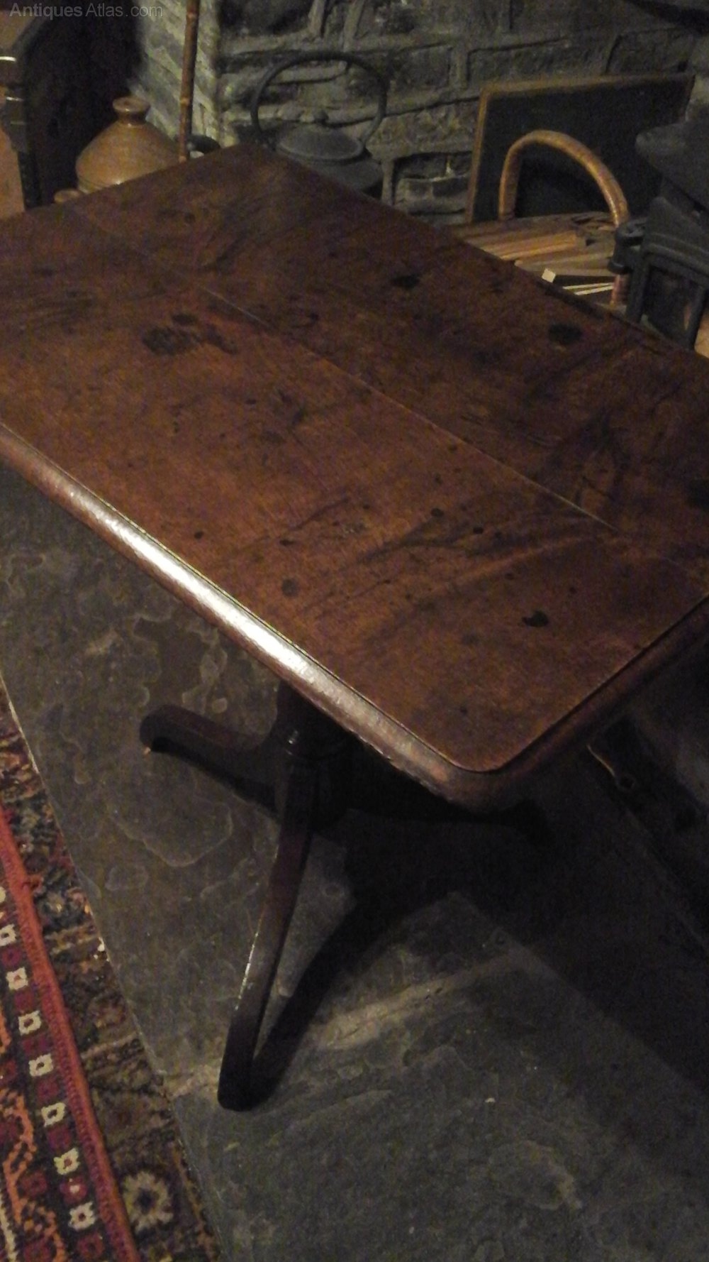 Rectangular Oak Tilt Top Tripod Table - Antiques Atlas