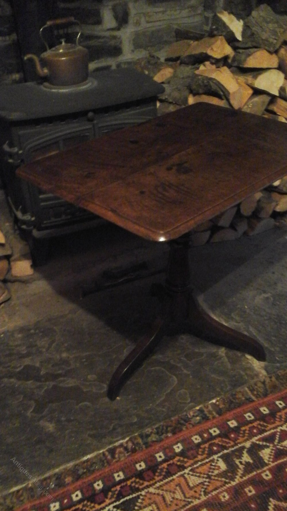 Rectangular Oak Tilt Top Tripod Table - Antiques Atlas