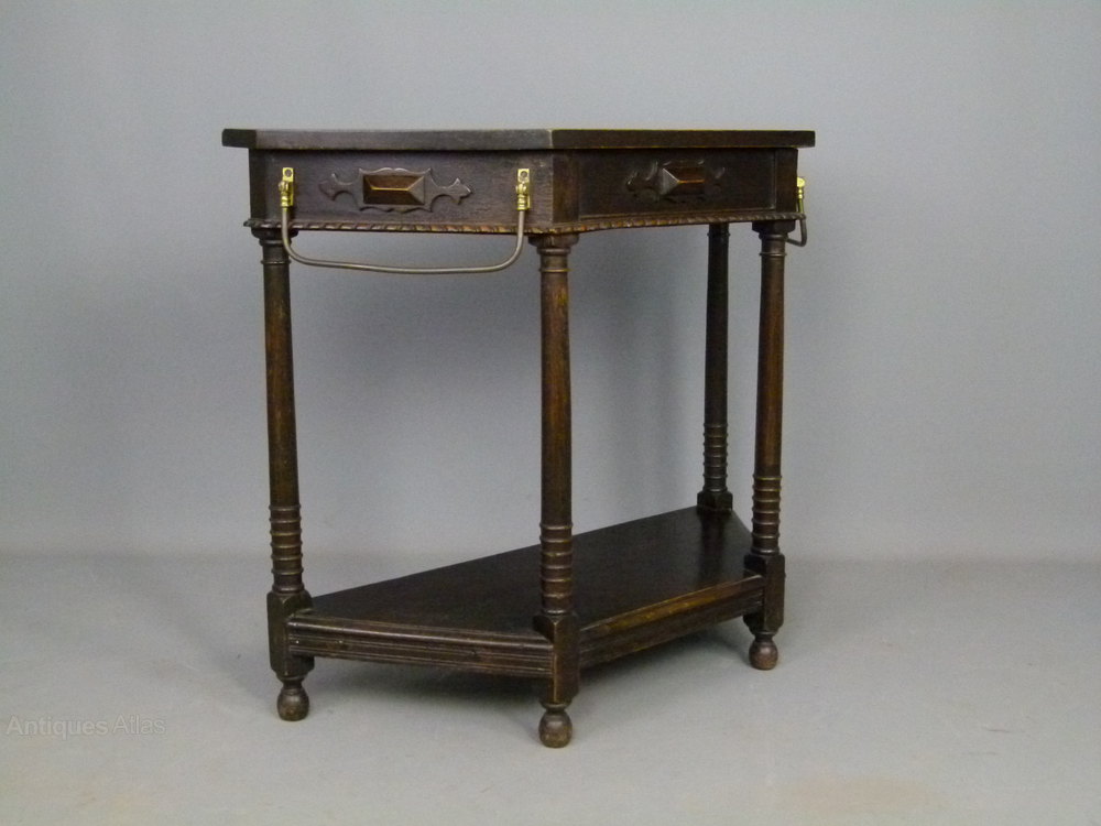 1920's Oak Hall Side Table Umbrella Stand - Antiques Atlas