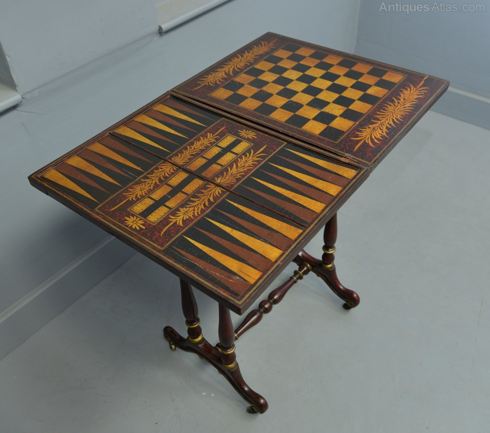 19th Century Chinoiserie Lacquered Games Table as510a480 - Antiques Atlas