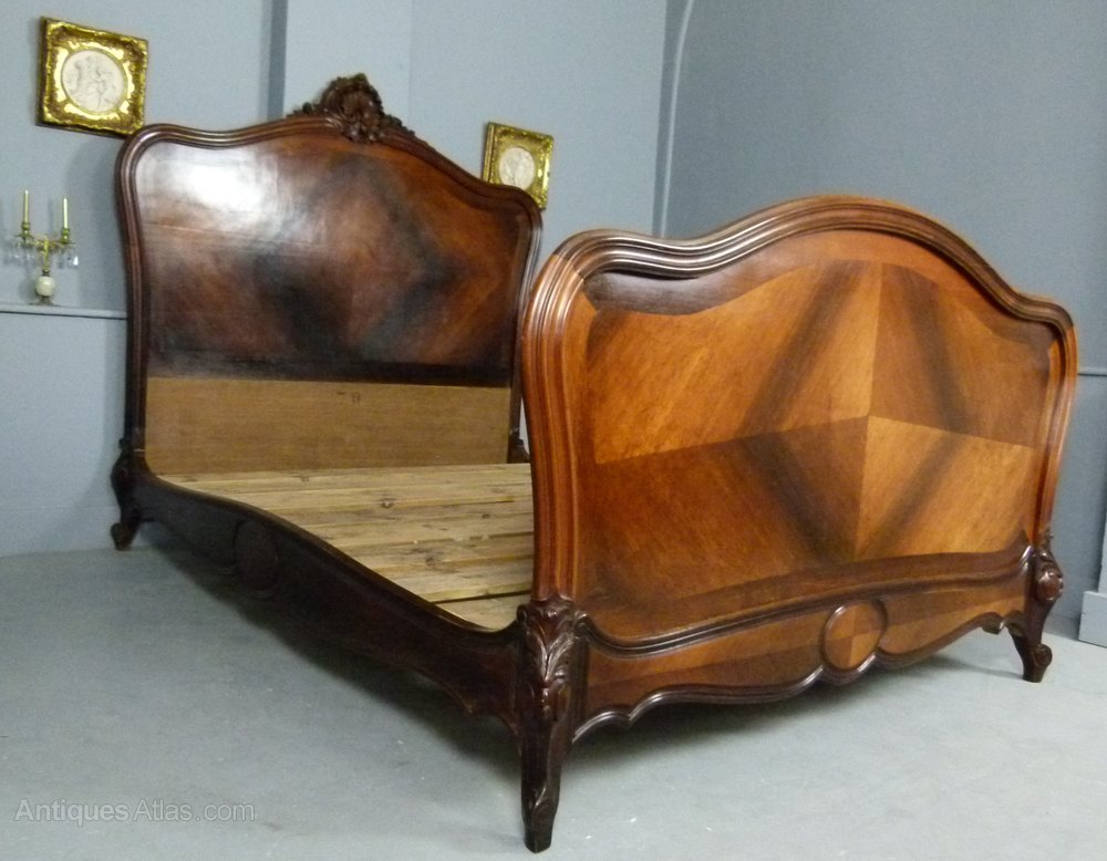 19thc French Rococo Louis XV Mahogany Double Bed - Antiques Atlas
