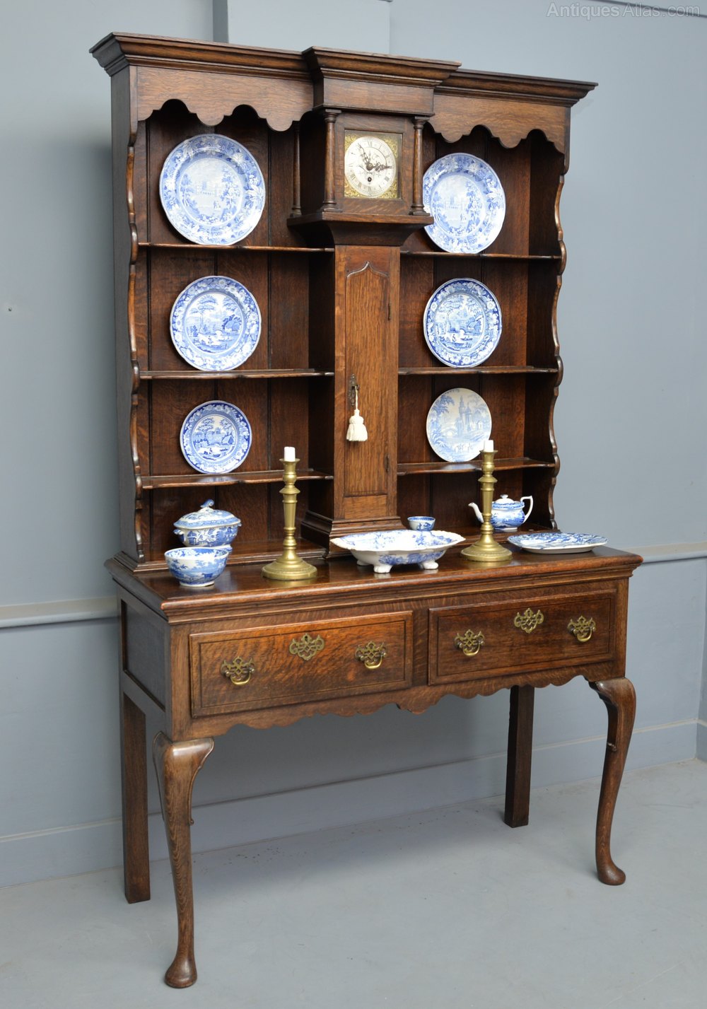 Delightful & Rare Victorian Oak Clock Dresser - Antiques Atlas