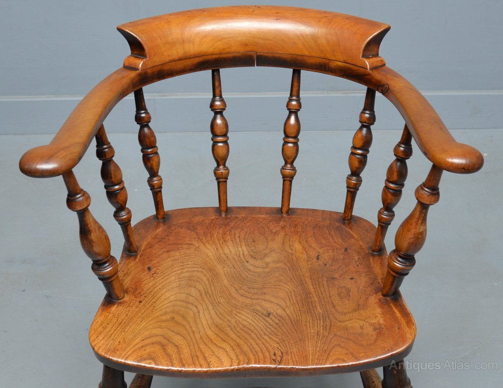 Victorian Figured Elm Bow-Back Windsor Chair - Antiques Atlas
