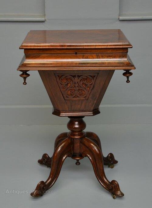 Victorian Burr-Walnut Sewing Work Table as510a780 - Antiques Atlas