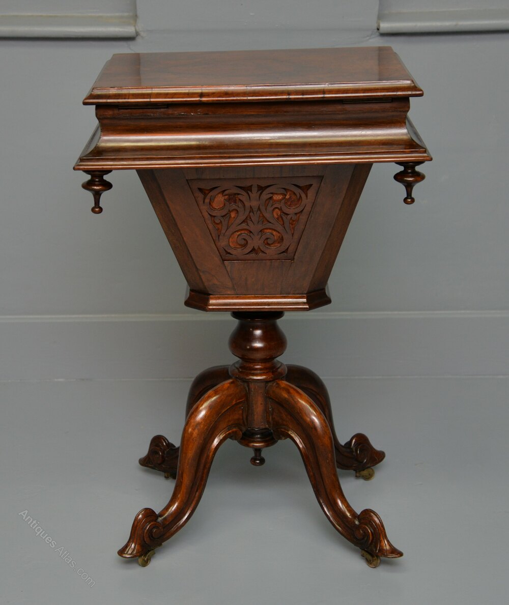 Victorian Burr-Walnut Sewing Work Table as510a780 - Antiques Atlas