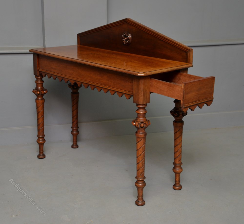 Victorian Walnut Gothic Revival Hall Side Table - Antiques Atlas