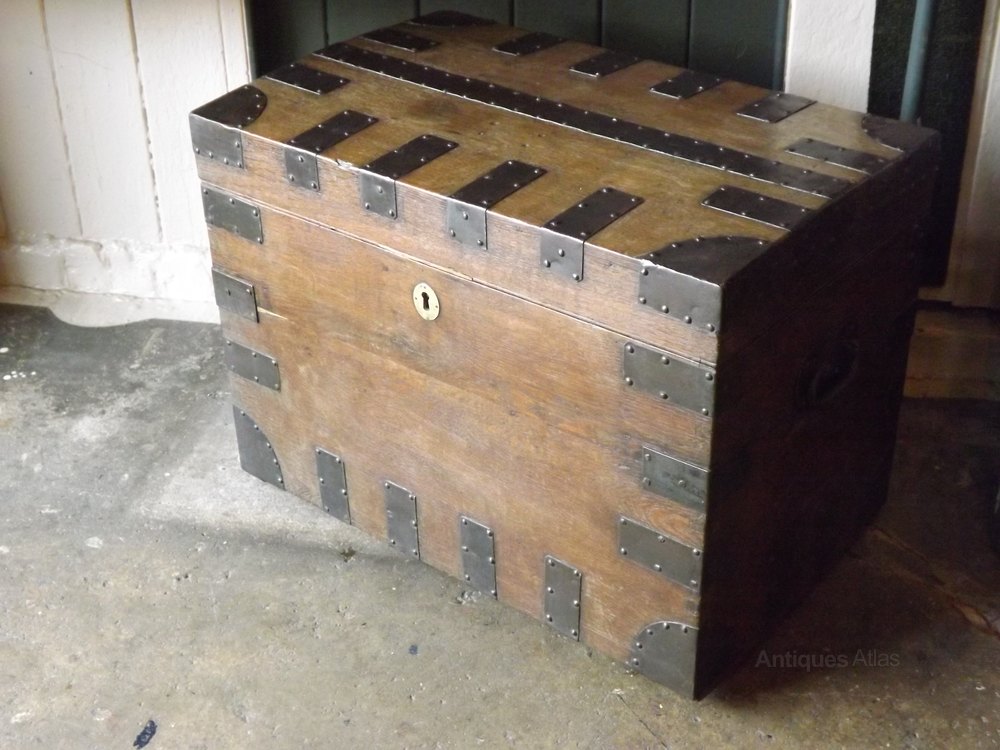 19th Century Oak And Steel Banded Silver Chest ac048a670 - Antiques Atlas