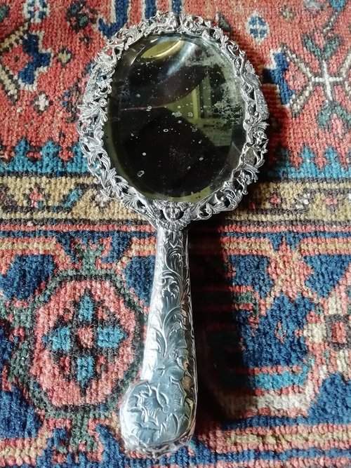 Antiques Atlas - Pretty Sterling Silver Embossed Hand Mirror.