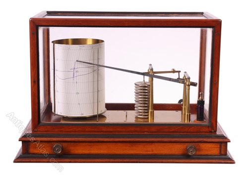Antiques Atlas - A Good Giant Sized Mahogany Micro Barograph. Signe