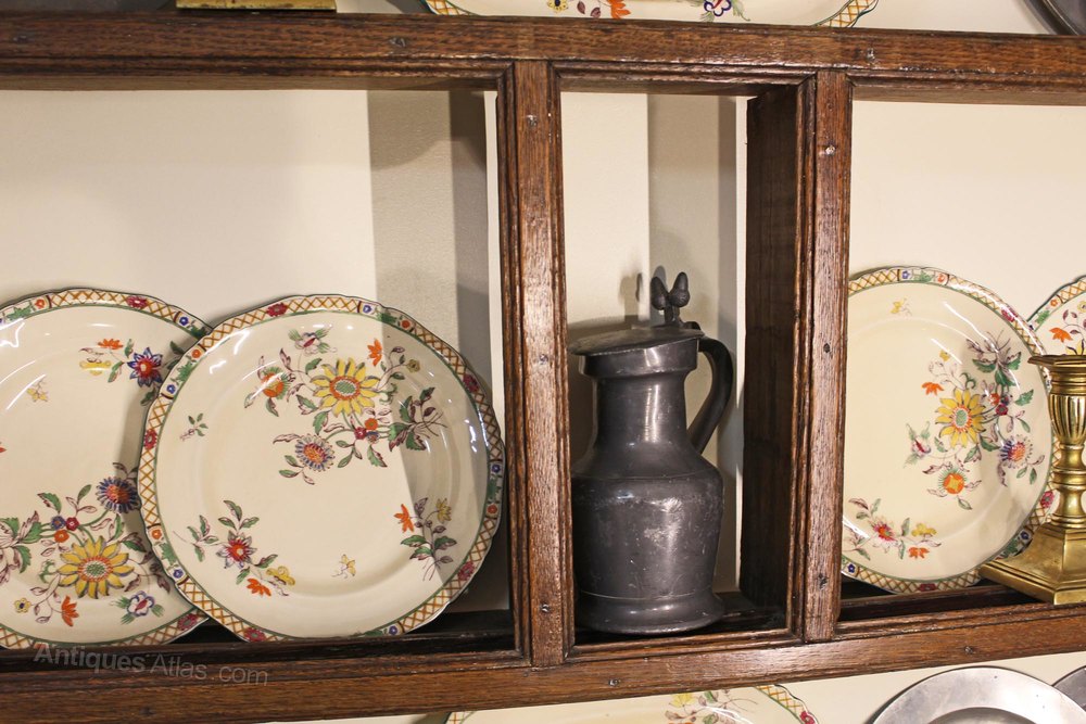 Georgian Oak Delft Rack. Plate Shelves - Antiques Atlas