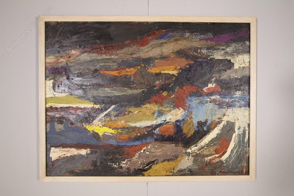 Antiques Atlas - 1960's Large Vintage Abstract Oil Painting By Rasmussen