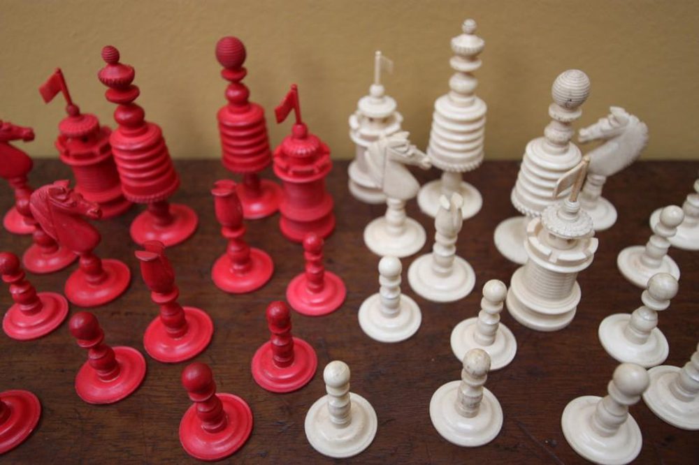 Antiques Atlas - Edwardian Antique Ivory Chess Set.