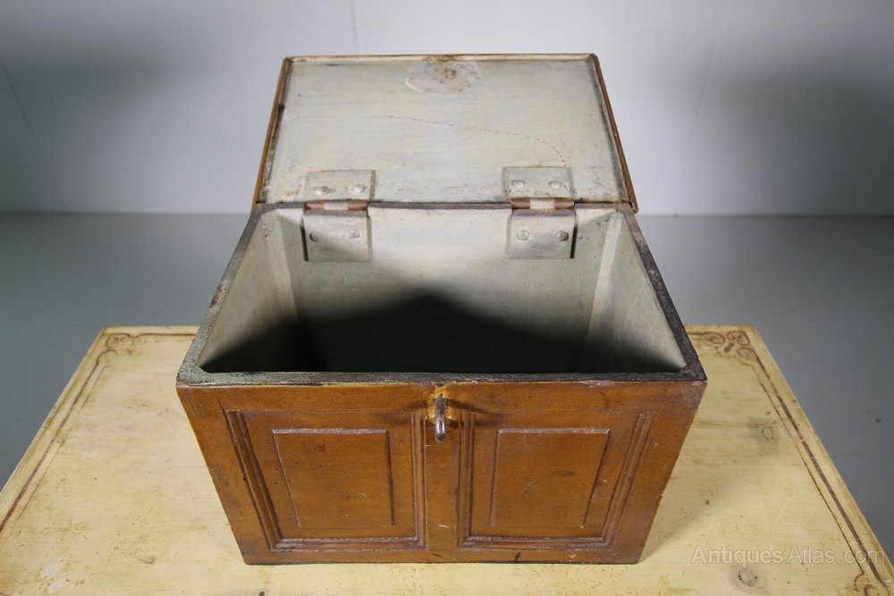 English Antique Cast Iron Coffer Safe & Lock - Antiques Atlas