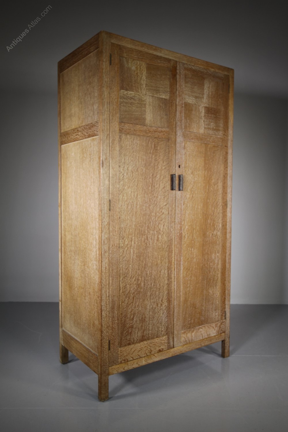 Heals Antique Oak Double Wardrobe - Labelled - Antiques Atlas