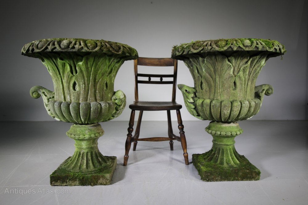 Antiques Atlas - Large Pair Of English Regency Stone Garden Urns