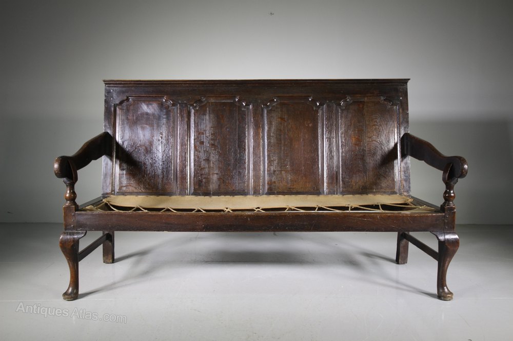 North Of England Georgian Antique Oak Settle Seat - Antiques Atlas