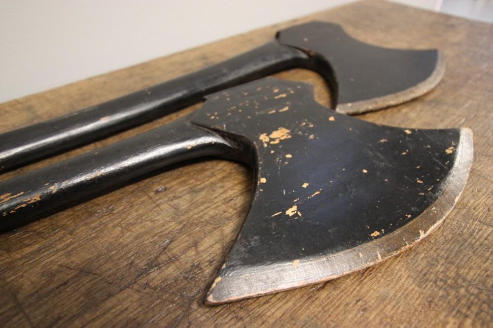 Antiques Atlas - Decorative Pair Of Antique Carved Axes as111a2900