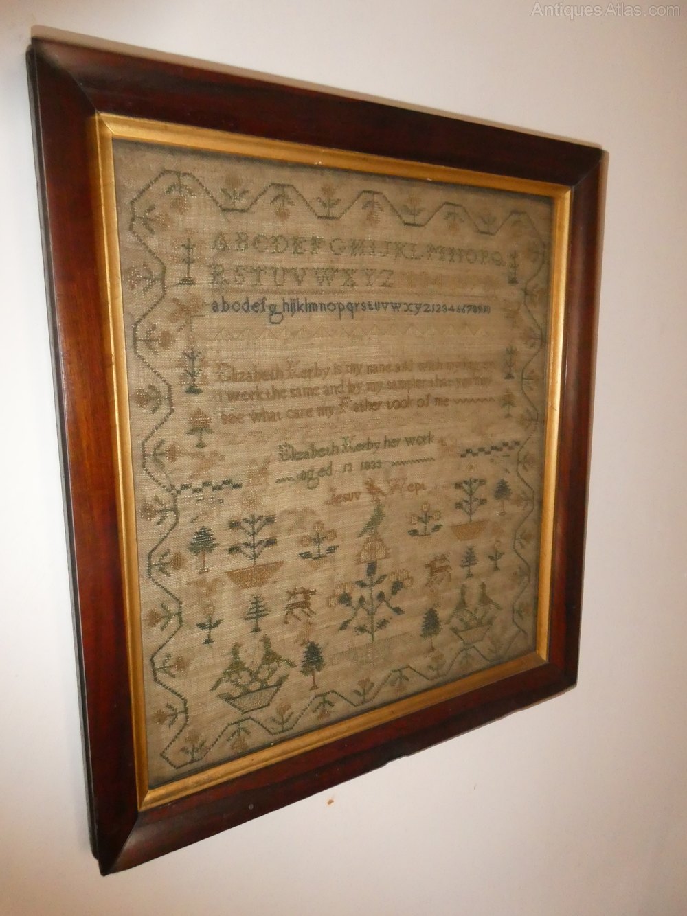 Antiques Atlas - Needlework Sampler Elizabeth Kerby 1833