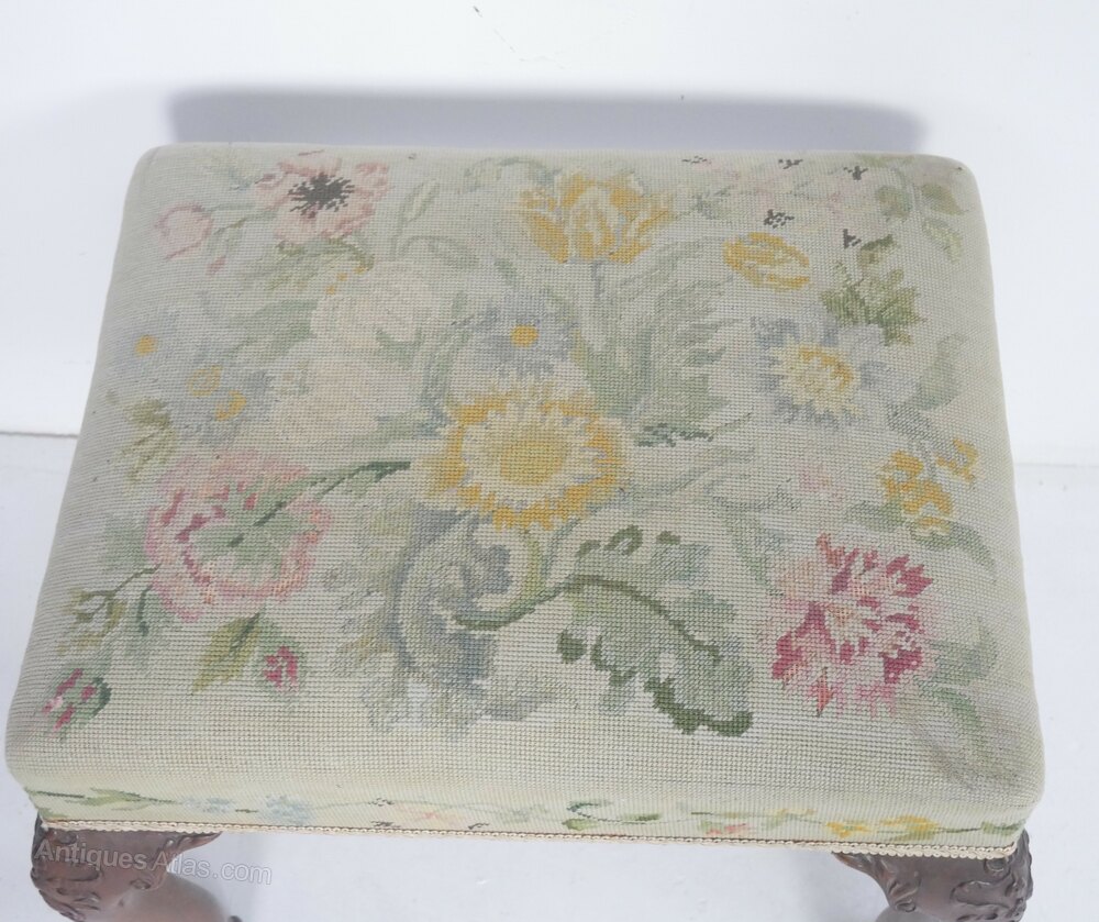 Needlework Upholstered Stool as789a2856 - Antiques Atlas