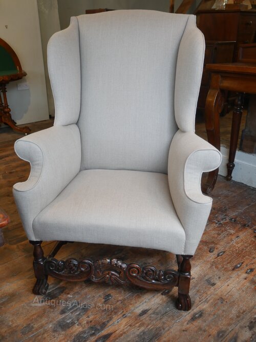 Upholstered Wing Arm Chair as789a2206 - Antiques Atlas