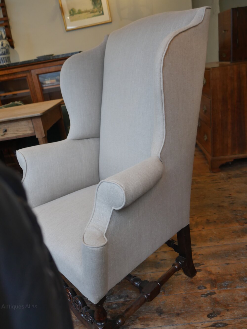 Upholstered Wing Arm Chair as789a2206 - Antiques Atlas