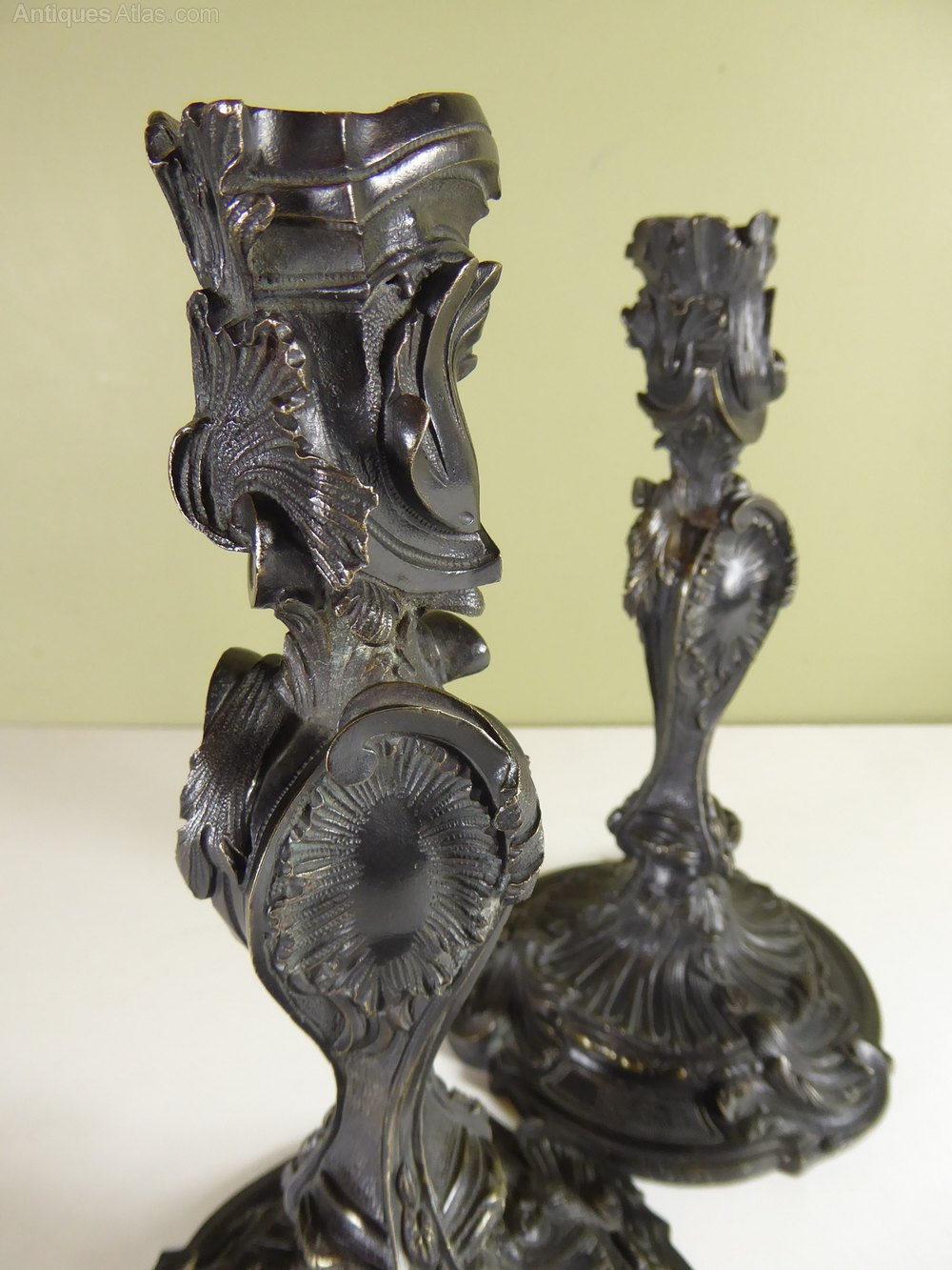 Antiques Atlas - 18th C Rococo Bronze Candlesticks