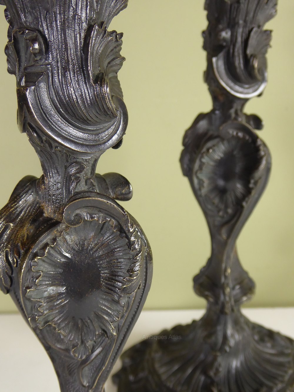Antiques Atlas - 18th C Rococo Bronze Candlesticks