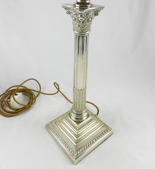 Antiques Atlas - 19th C Silver Plated Lamp Base