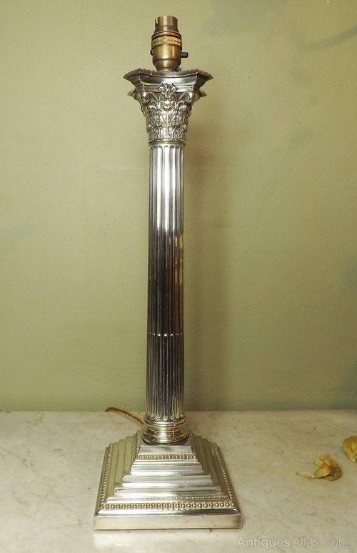 Antiques Atlas - 19th C Silver Plated Lamp Base