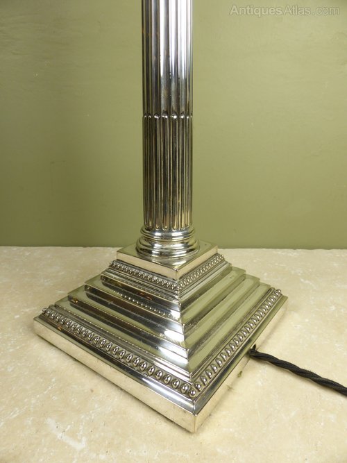 Antiques Atlas - 19th C Silver Plated Lamp Base
